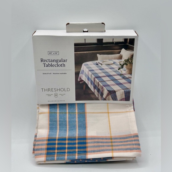 Threshold | Dining | Threshold Linen Tablecloth Blue Striped 0 Cotton ...